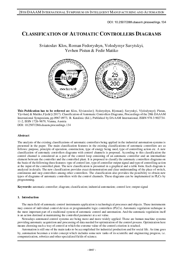 (PDF) Classification of Automatic Controllers Diagrams