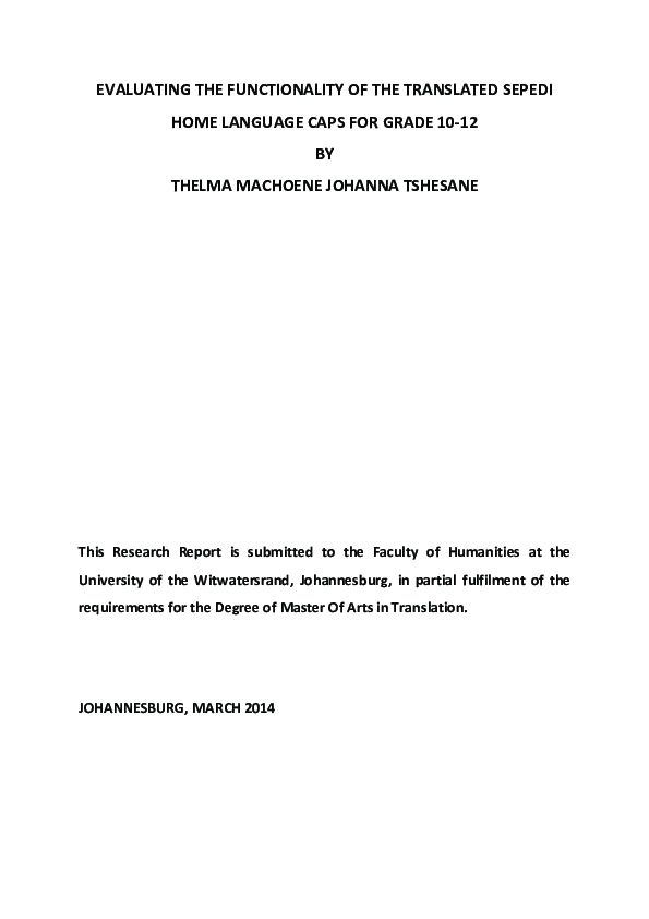 (PDF) Evaluating the functionality of the translated Sepedi Home ...