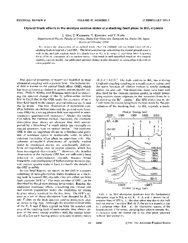 (PDF) Optical Stark effects in the multiple exciton states at a ...