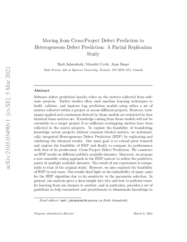 Pdf Moving From Cross Project Defect Prediction To Heterogeneous