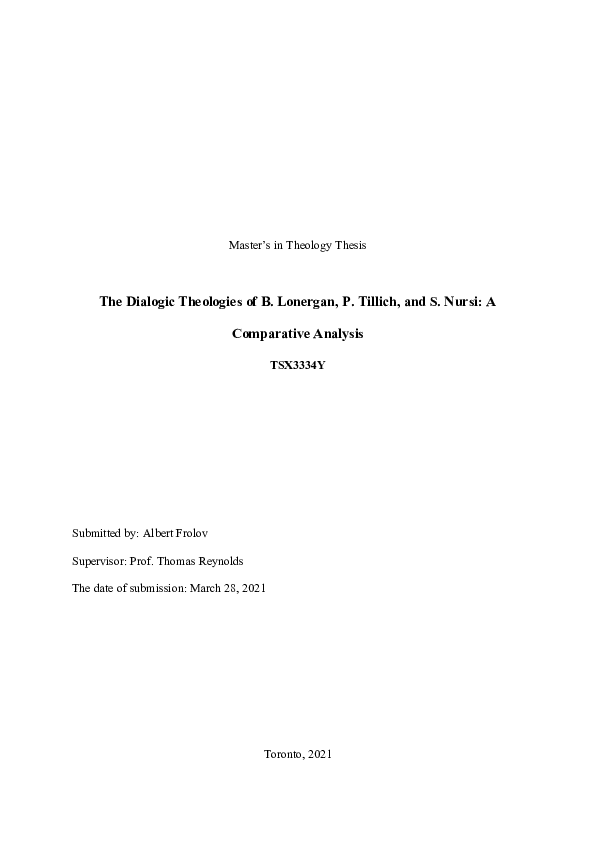 (DOC) Master in Theology Thesis Albert Frolov