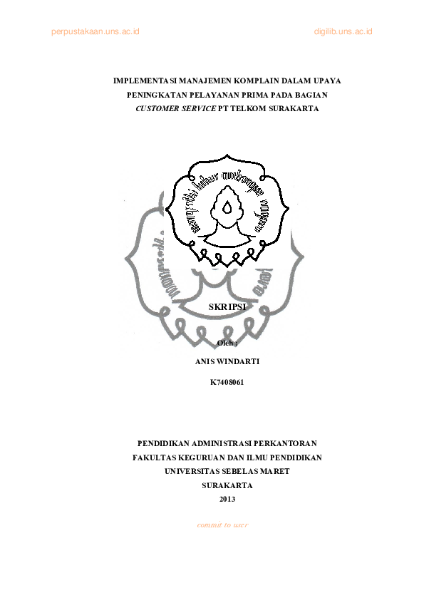 (PDF) Implementasi Manajemen Komplain Dalam Upaya Peningkatan Pelayanan Prima Pada Bagian ...