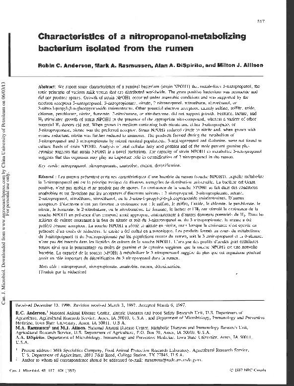 (PDF) Characteristics of a nitropropanol-metabolizing bacterium ...
