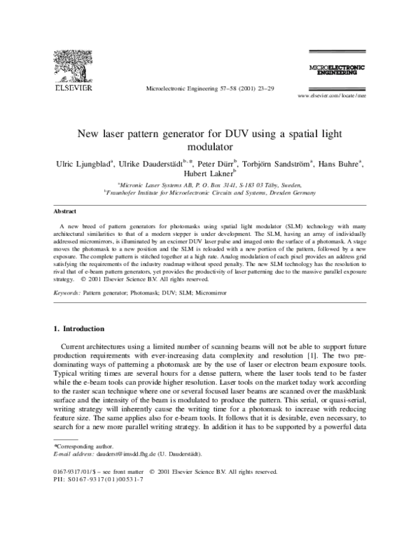(PDF) New laser pattern generator for DUV using a spatial light modulator