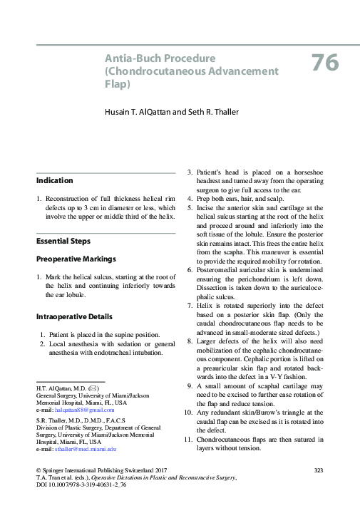 (PDF) Antia-Buch Procedure (Chondrocutaneous Advancement Flap)