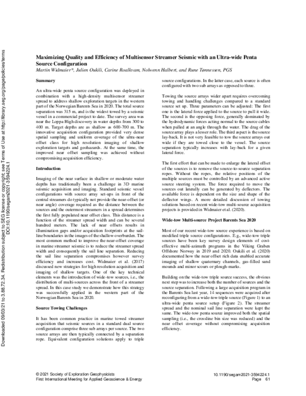 (PDF) Maximizing quality and efficiency of multisensor streamer seismic ...