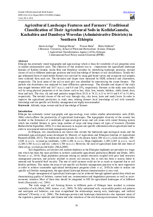 (PDF) Agricultural Landscape Features and Farmers' Traditional ...