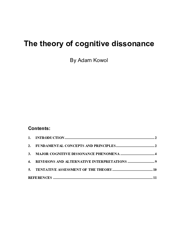(PDF) The theory of cognitive dissonance By