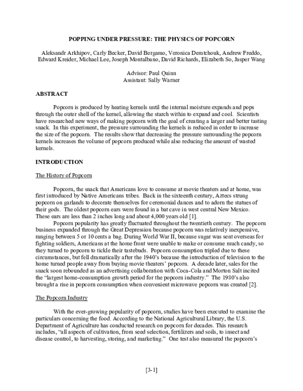 (PDF) Popping Under Pressure: The Physics of Popcorn