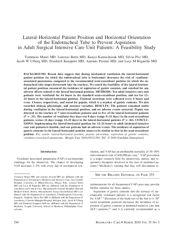 (PDF) Lateral-horizontal patient position and horizontal orientation of ...