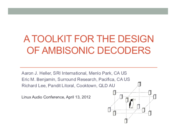 (PDF) A toolkit for the design of ambisonic decoders