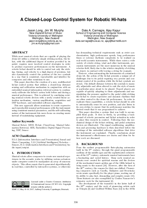 (PDF) A closed-loop control system for robotic hi-hats