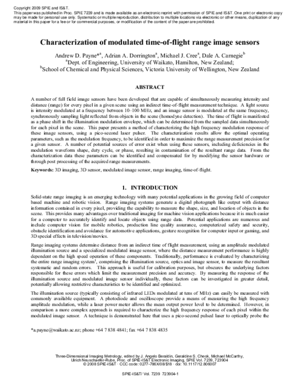 (PDF) Characterization of modulated time-of-flight range image sensors