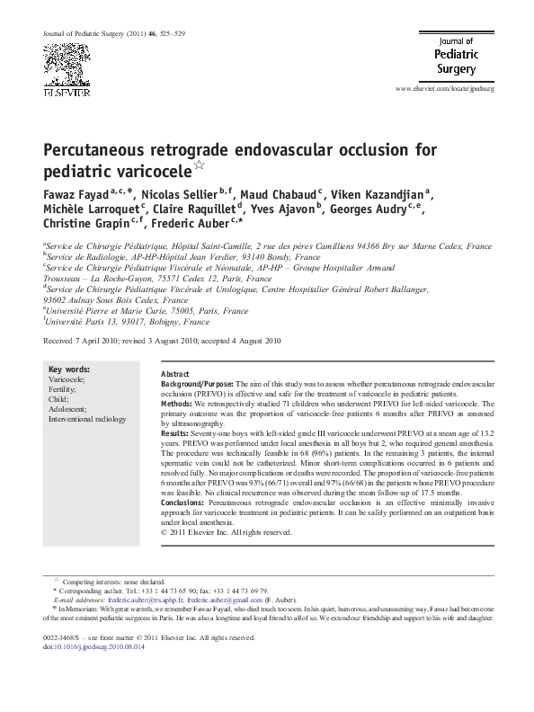(PDF) Percutaneous retrograde endovascular occlusion for pediatric ...