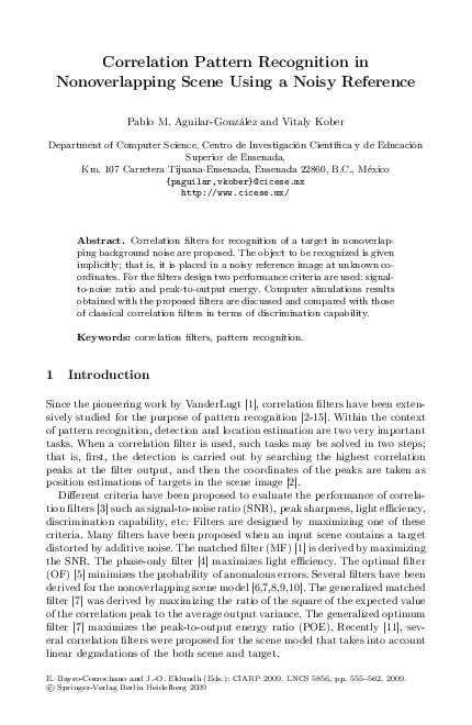 Pdf Correlation Pattern Recognition In Nonoverlapping Scene Using A