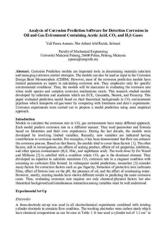 (PDF) Analysis of Corrosion Prediction Software for Detection Corrosion ...