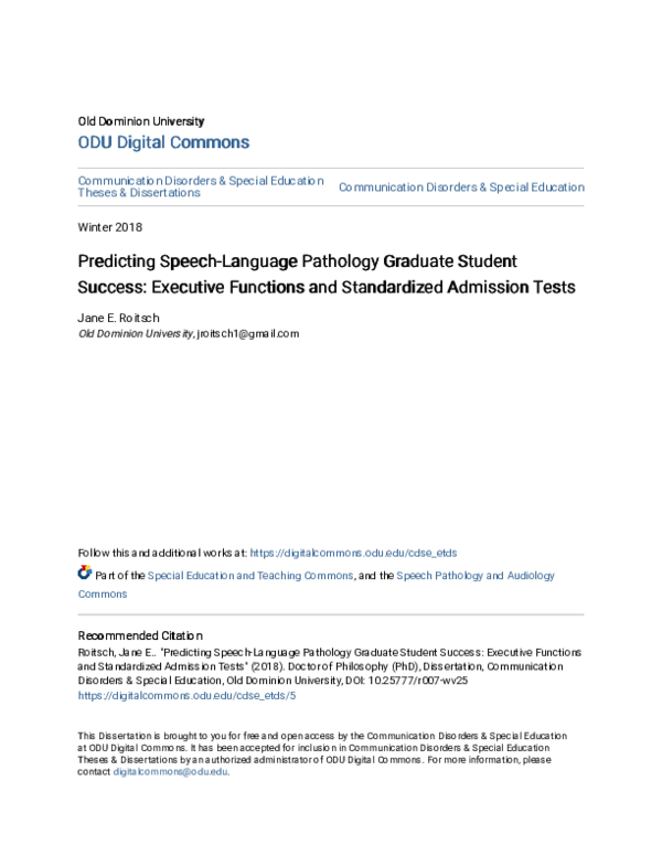 (PDF) Predicting Speech-Language Pathology Graduate Student Success ...