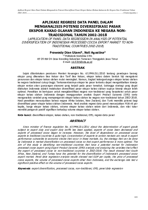 (PDF) Aplikasi Regresi Data Panel Dalam Menganalisis Potensi ...