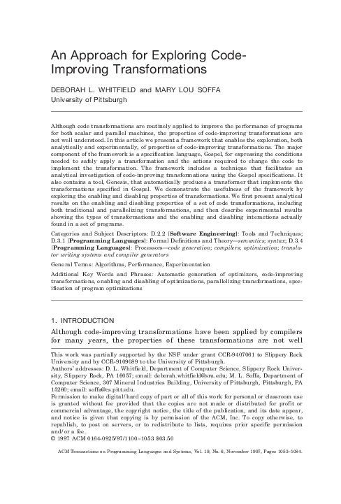 (PDF) An approach for exploring code improving transformations