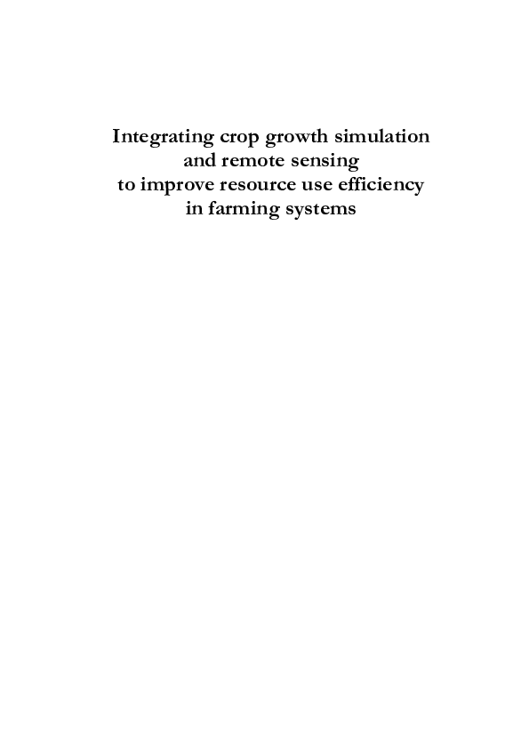 (PDF) Integrating crop growth simulation and remote sensing to improve ...
