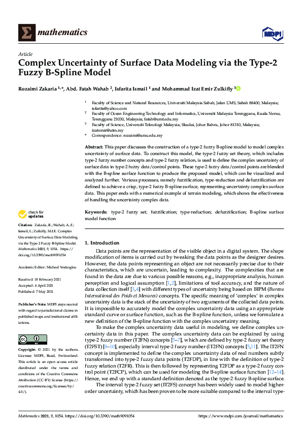 (PDF) Complex Uncertainty of Surface Data Modeling via the Type-2 Fuzzy B-Spline Model