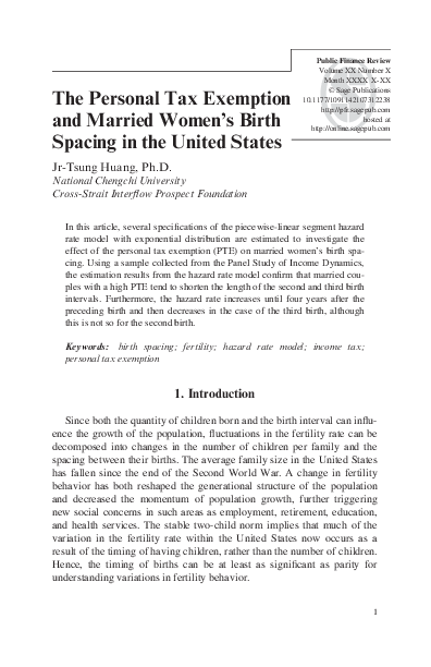 (PDF) The Personal Tax Exemption and Married Women's Birth Spacing in ...