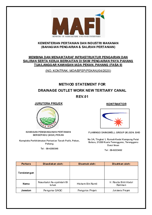 (PDF) Contoh Method Statement Drainage Outlet