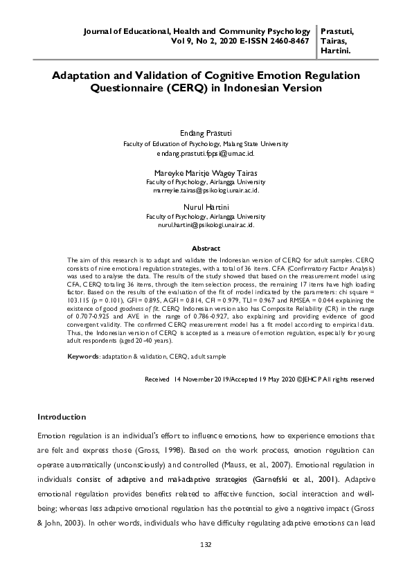 (PDF) Adaptation and Validation of Cognitive Emotion Regulation ...