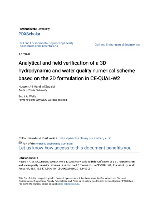 (PDF) Analytical and field verification of a 3D hydrodynamic and water quality numerical scheme ...