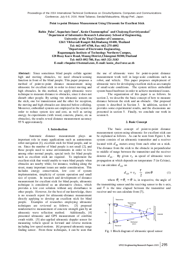 (PDF) Point to point Distance Measurement Using Ultrasonic for ...