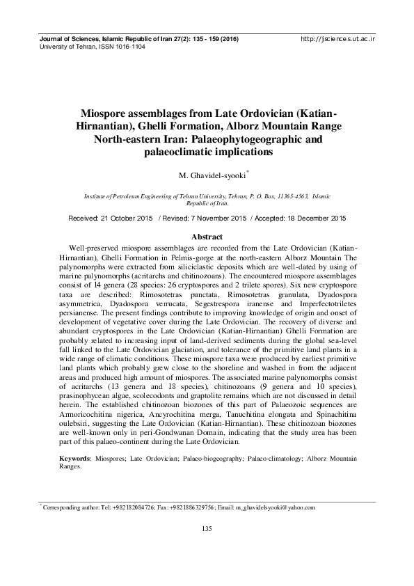 (PDF) Miospore assemblages from Late Ordovician (Katian-Hirnantian ...
