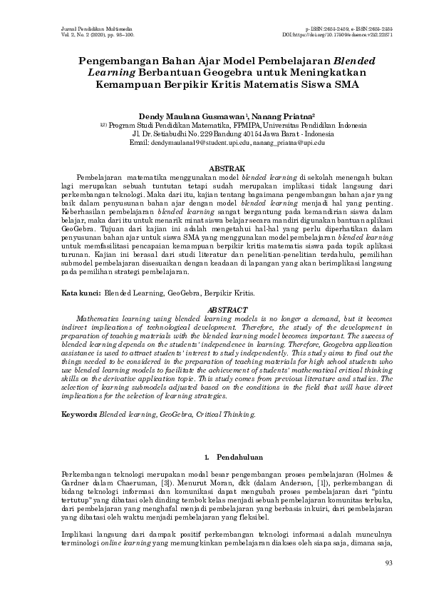 (PDF) Pengembangan Bahan Ajar Model Pembelajaran Blended Learning ...