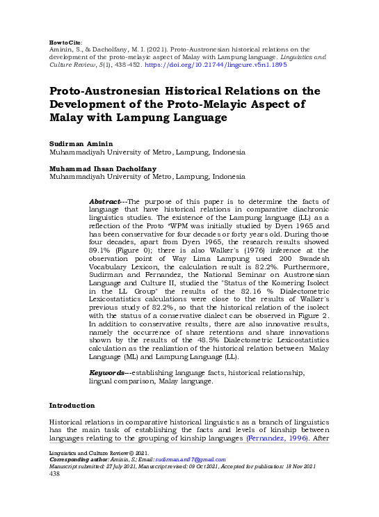 (PDF) Proto-Austronesian historical relations on the development of the ...