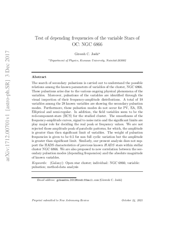 (PDF) Test of depending frequencies of the variable Stars of OC: NGC ...