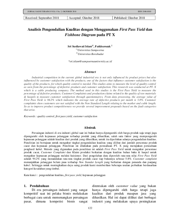 (PDF) Analisa Pengendalian Kualitas Menggunakan Metode Seven Tools untuk Meminimalkan Return ...
