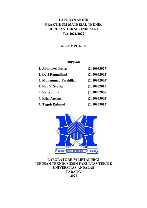 (PDF) LAPORAN AKHIR PRAKTIKUM MATERIAL TEKNIK JURUSAN TEKNIK INDUSTRI T ...