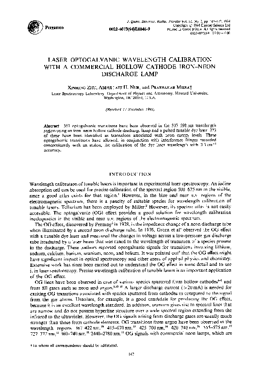 (PDF) Laser optogalvanic wavelength calibration with a commercial ...