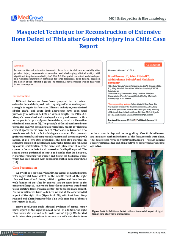 (PDF) Masquelet Technique for Reconstruction of Extensive Bone Defect ...