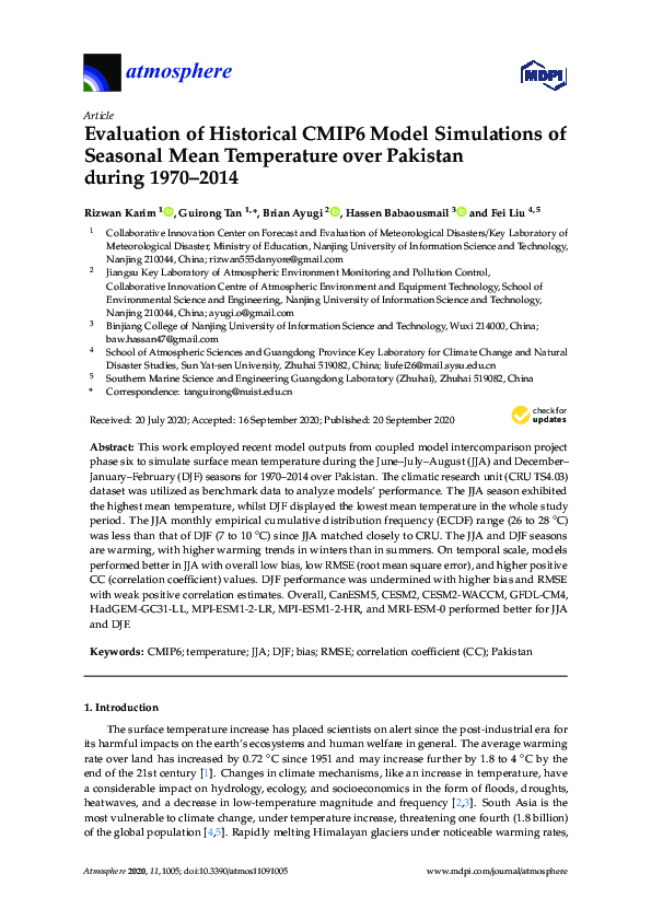 (PDF) Evaluation of Historical CMIP6 Model Simulations of Seasonal Mean ...