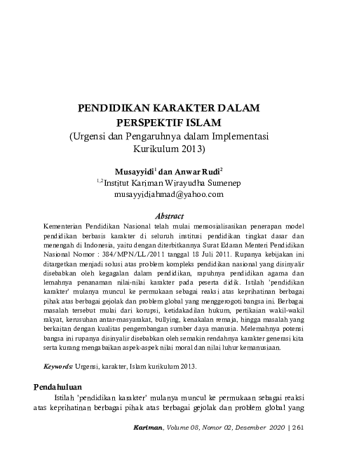 (PDF) Pendidikan Karakter Dalam Perspektif Islam