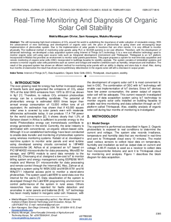 (PDF) Real-Time Monitoring And Diagnosis Of Organic Solar Cell Stability