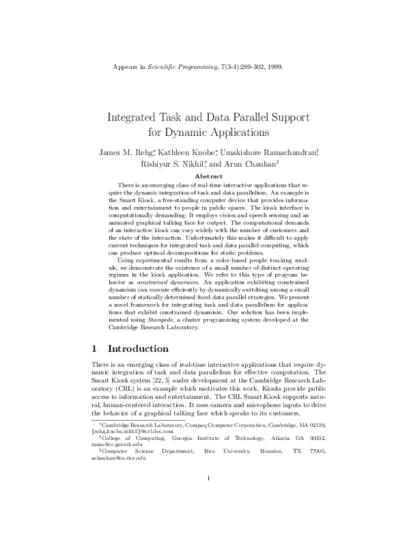 (PDF) Integrated task and data parallel support for dynamic applications