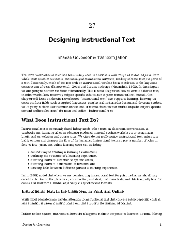 (PDF) Designing Instructional Text