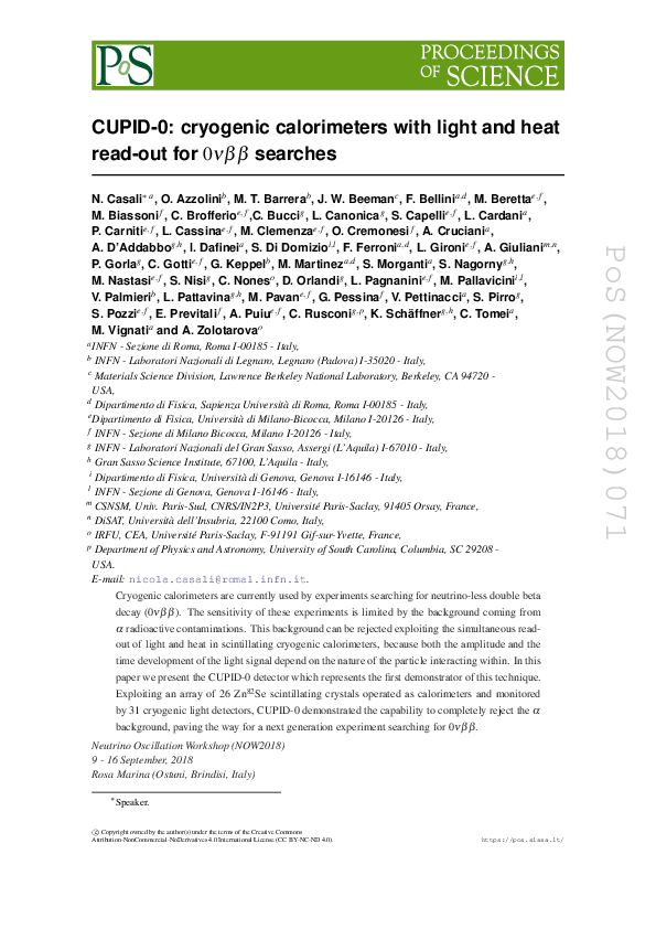 (PDF) CUPID-0: cryogenic calorimeters with light and heat read-out for ...
