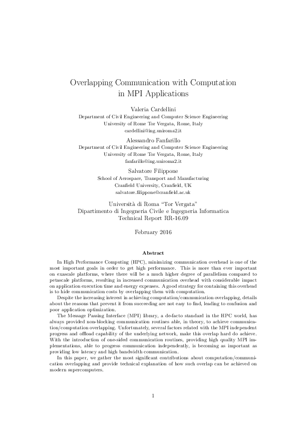 (PDF) Overlapping Communication with Computation in MPI Applications