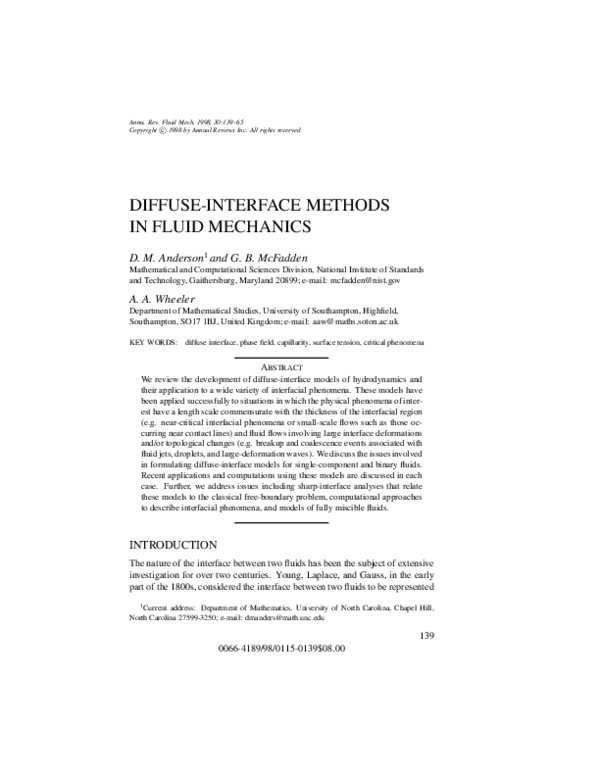 (PDF) Diffuse-interface methods in fluid mechanics