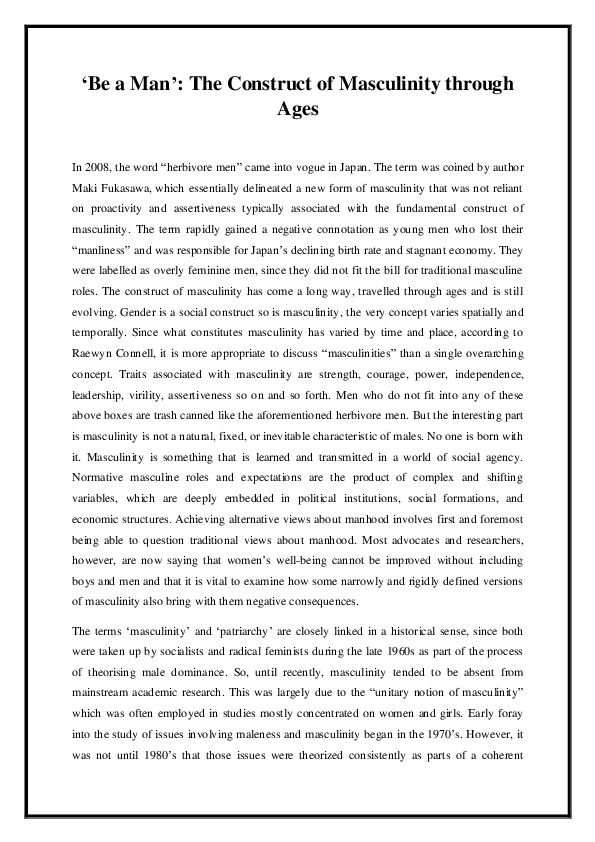 (PDF) 'Be a Man': The Construct of Masculinity through Ages