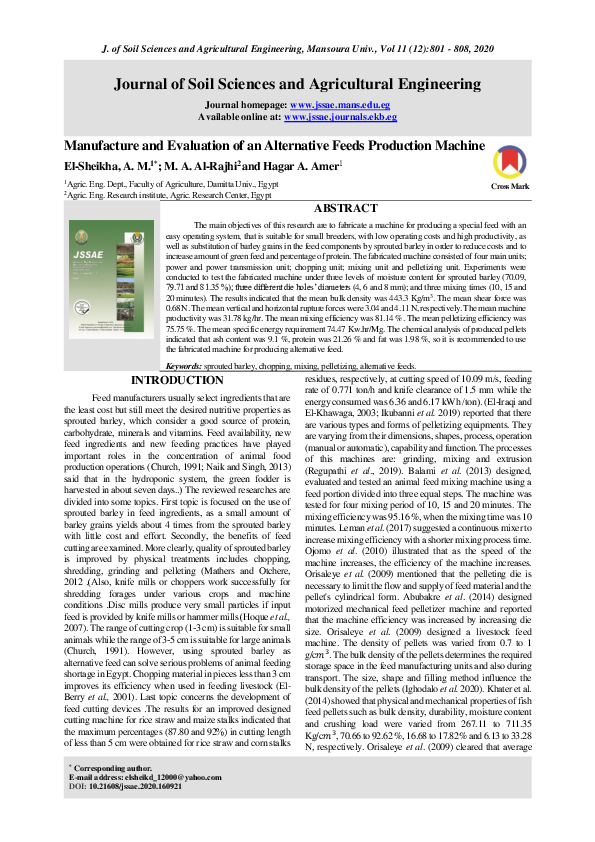 Journal of Soil Sciences and Agricultural Engineering