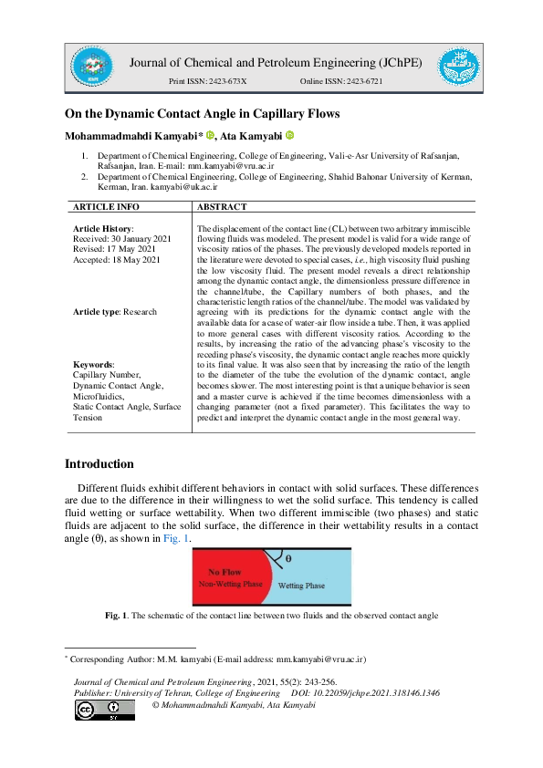 (PDF) On the Dynamic Contact Angle in Capillary Flows