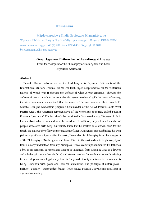 (PDF) Great Japanese Philosopher of Law-Fusaaki Uzawa